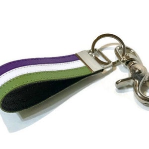 Genderqueer Pride Leather Keychain Gender Queer Nonbinary - Etsy