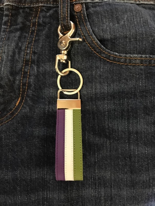Genderqueer Pride Leather Keychain Gender Queer Nonbinary - Etsy