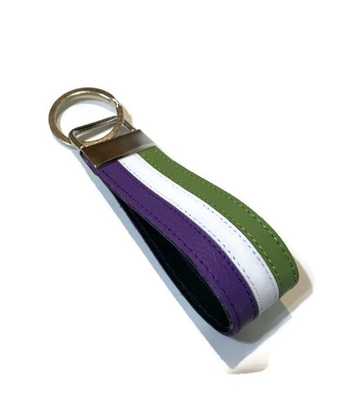 Genderqueer Pride Leather Keychain Gender Queer Nonbinary - Etsy