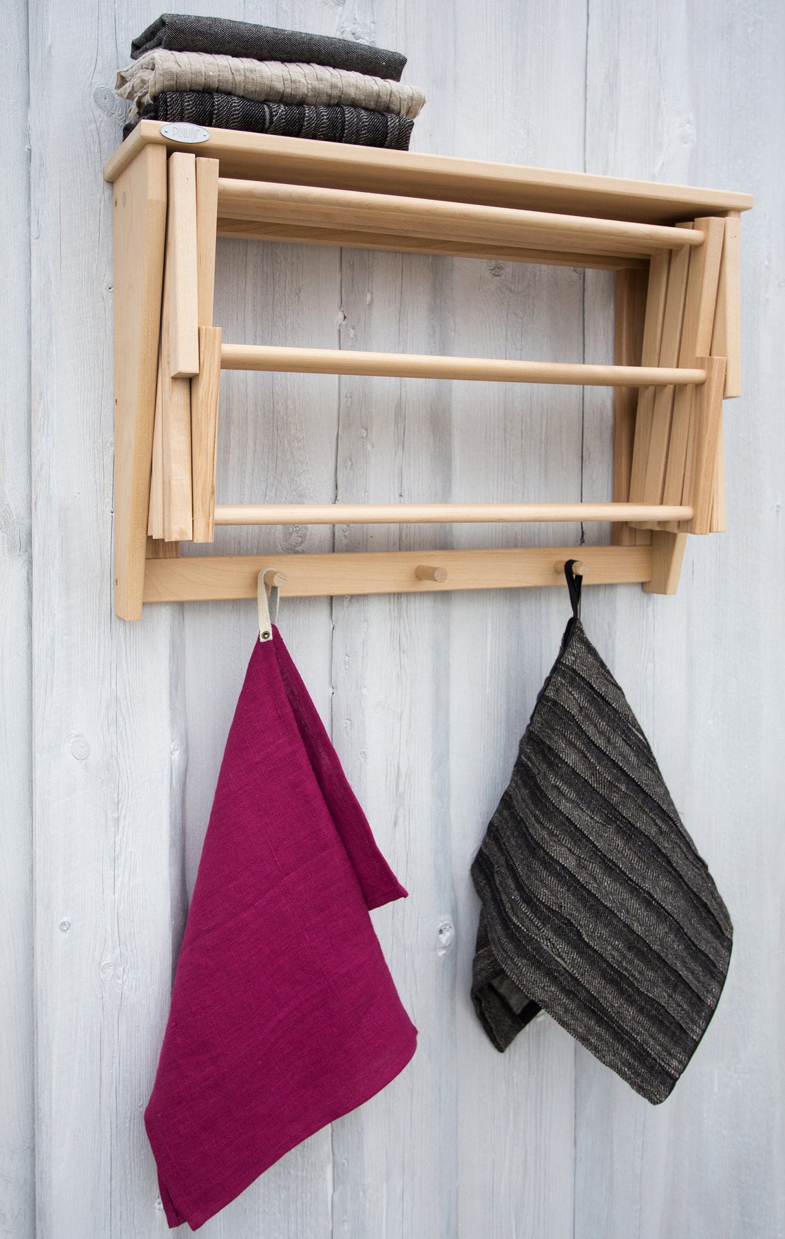 Wooden Wall Mounted Foldable Drying Rack Airer With Shelf and - Etsy UK