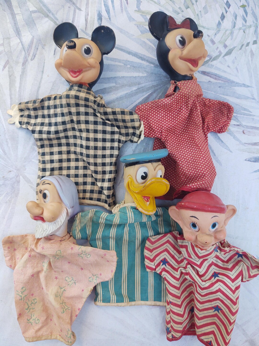 C.1950 Gund Walt Disney Hand Puppets Mickey & Minnie Mouse Donald Duck ...