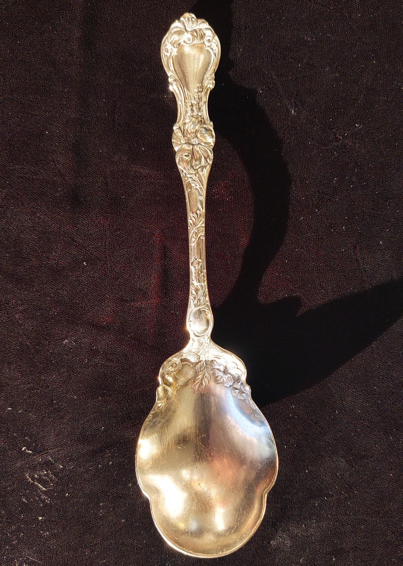 Antique 1835 R Wallace A1 Silverplate Berry / Casserole Spoon Floral ...