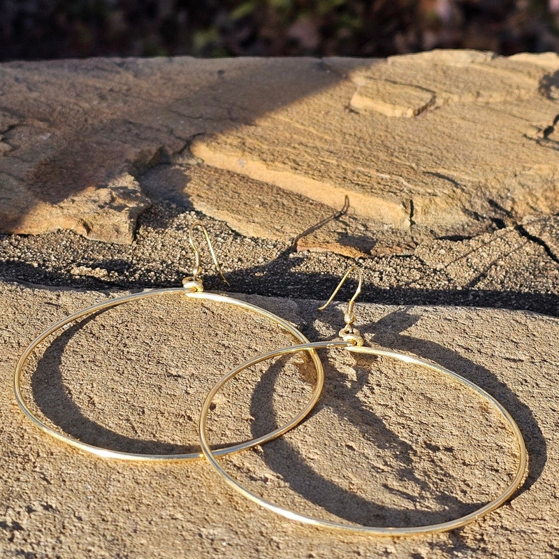 Brass Hoops Medium - Etsy