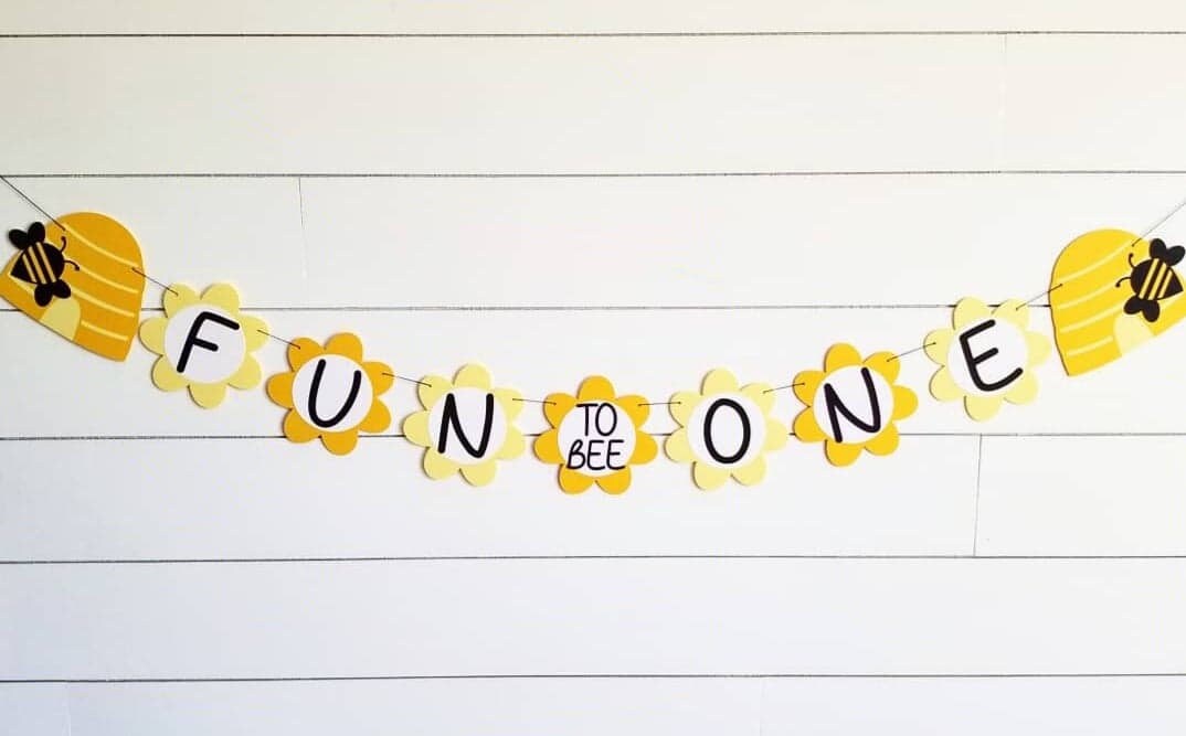Fun to Bee One Birthday Banner 1st Birthday Happy Beeday - Etsy