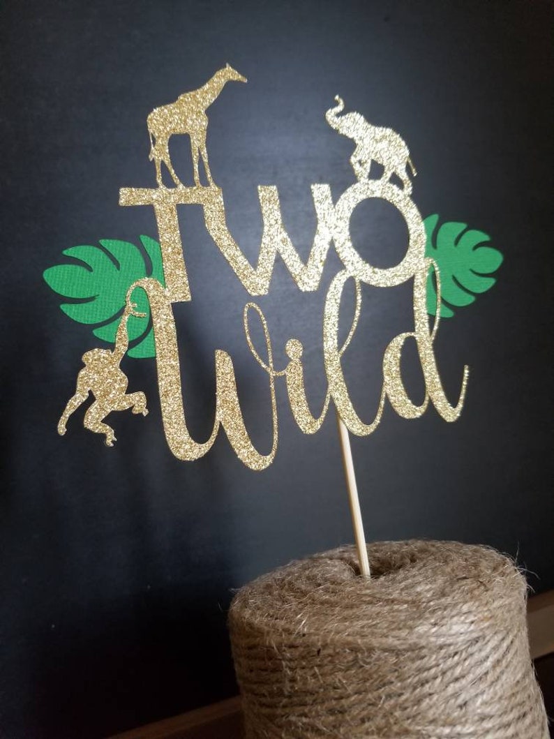 Two Wild Cake Topper 2nd Birthday Safari Gold Glitter - Etsy