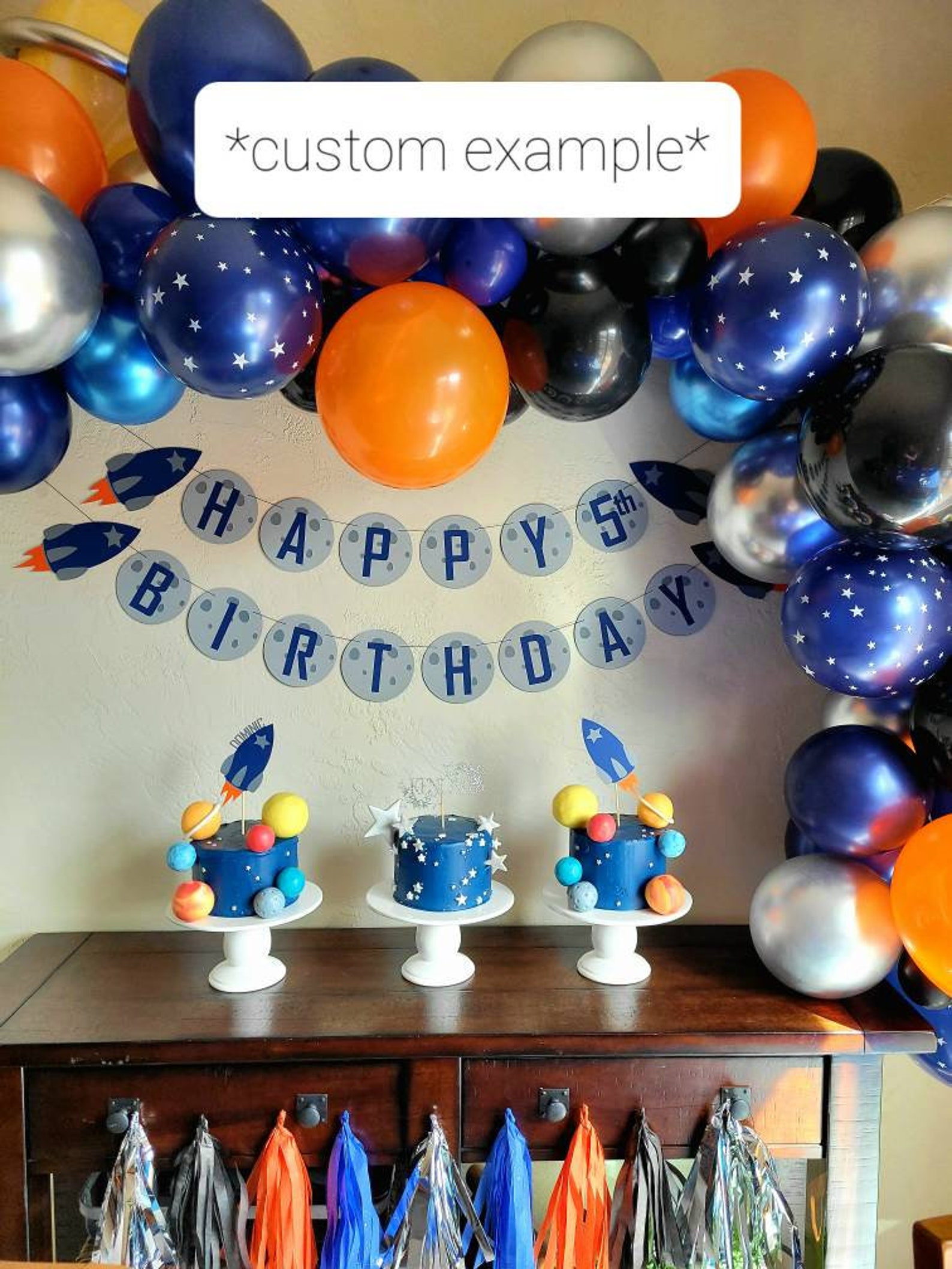 Outer Space Birthday Banner Moon Rocket | Etsy