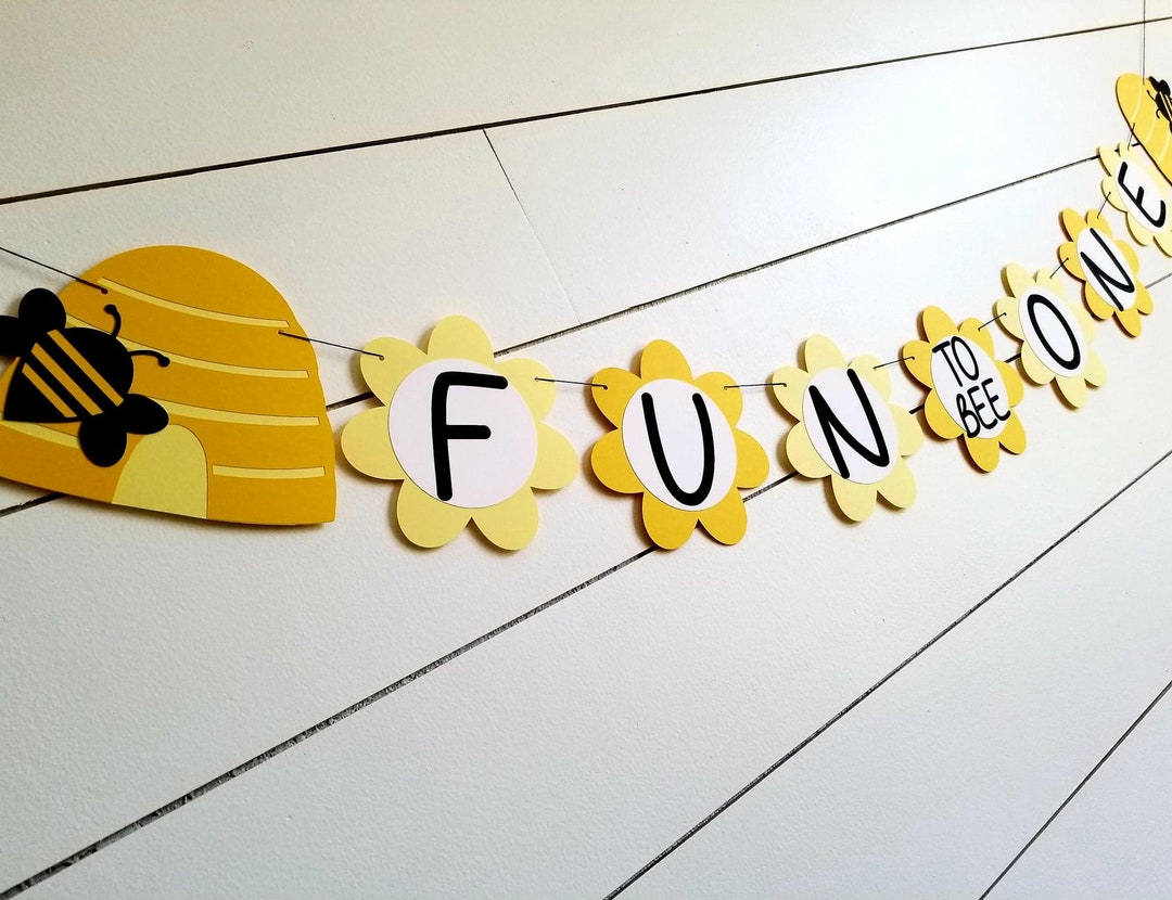Fun to Bee One Birthday Banner, 1st Birthday, Happy Beeday, Yellow ...