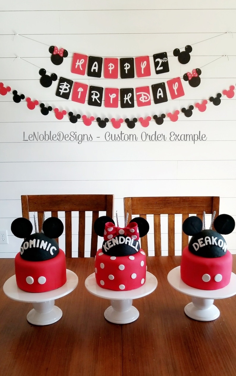 Mickey Mouse Inspired Garland Red Black Disney Birthday - Etsy