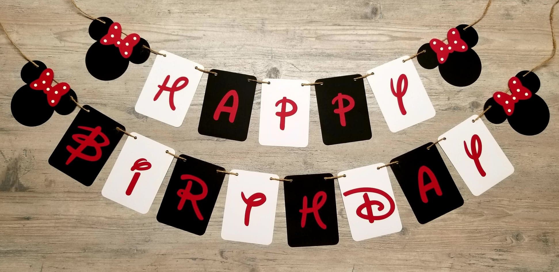 Minnie Mouse Inspired Birthday Banner, Black, White, Red, Girls ...