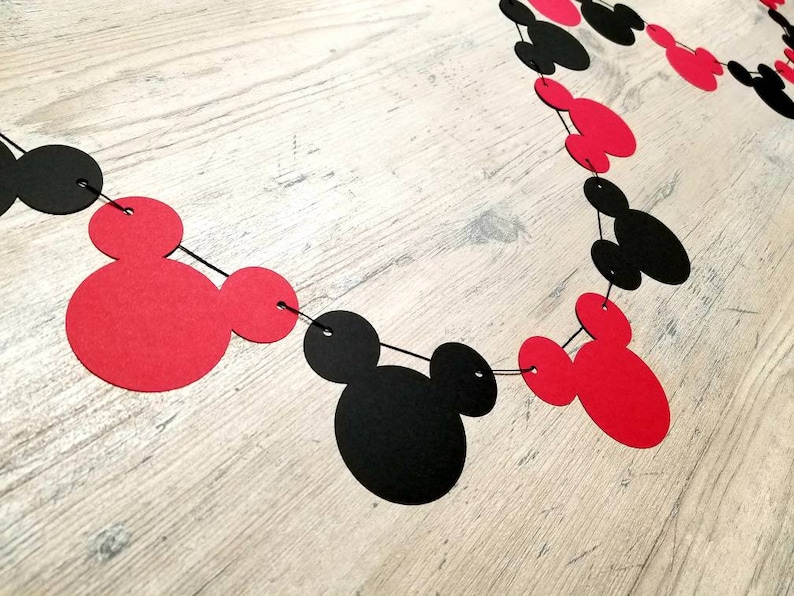 Mickey Mouse Inspired Garland Red Black Disney Birthday - Etsy