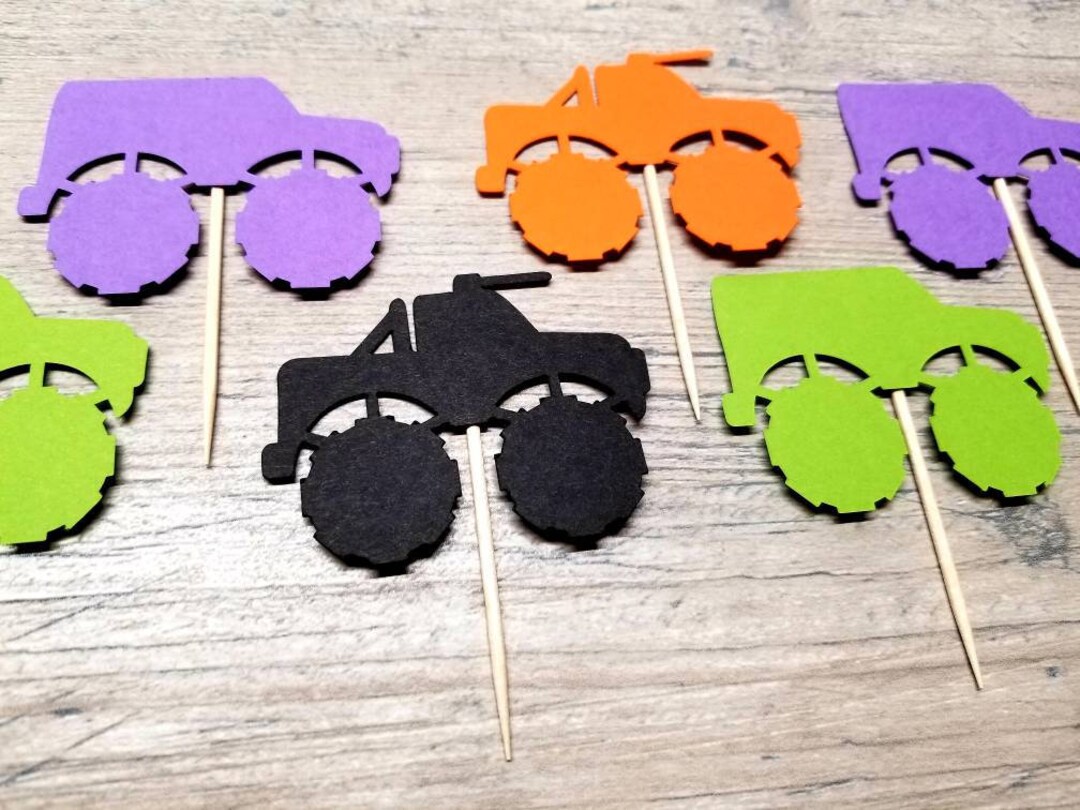 Monster Truck Cupcake Toppers, Black, Purple, Orange, Green - Etsy