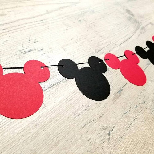 Mickey Mouse Inspired Garland Red Black Disney Birthday - Etsy