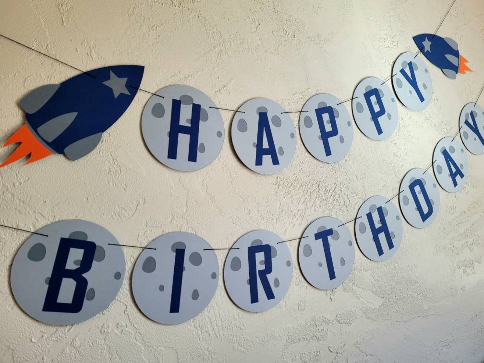 Outer Space Birthday Banner Moon Rocket | Etsy