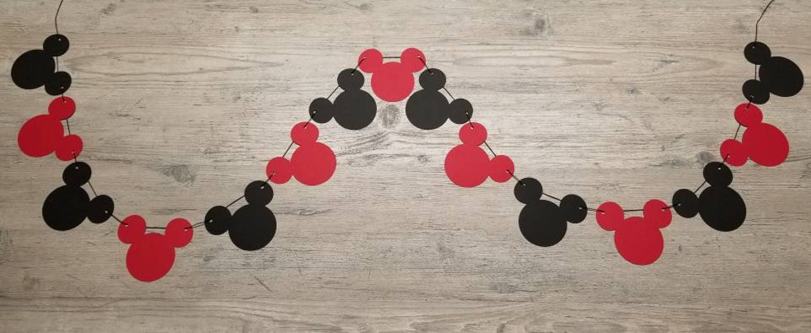 Mickey Mouse Inspired Garland Red Black Disney Birthday - Etsy