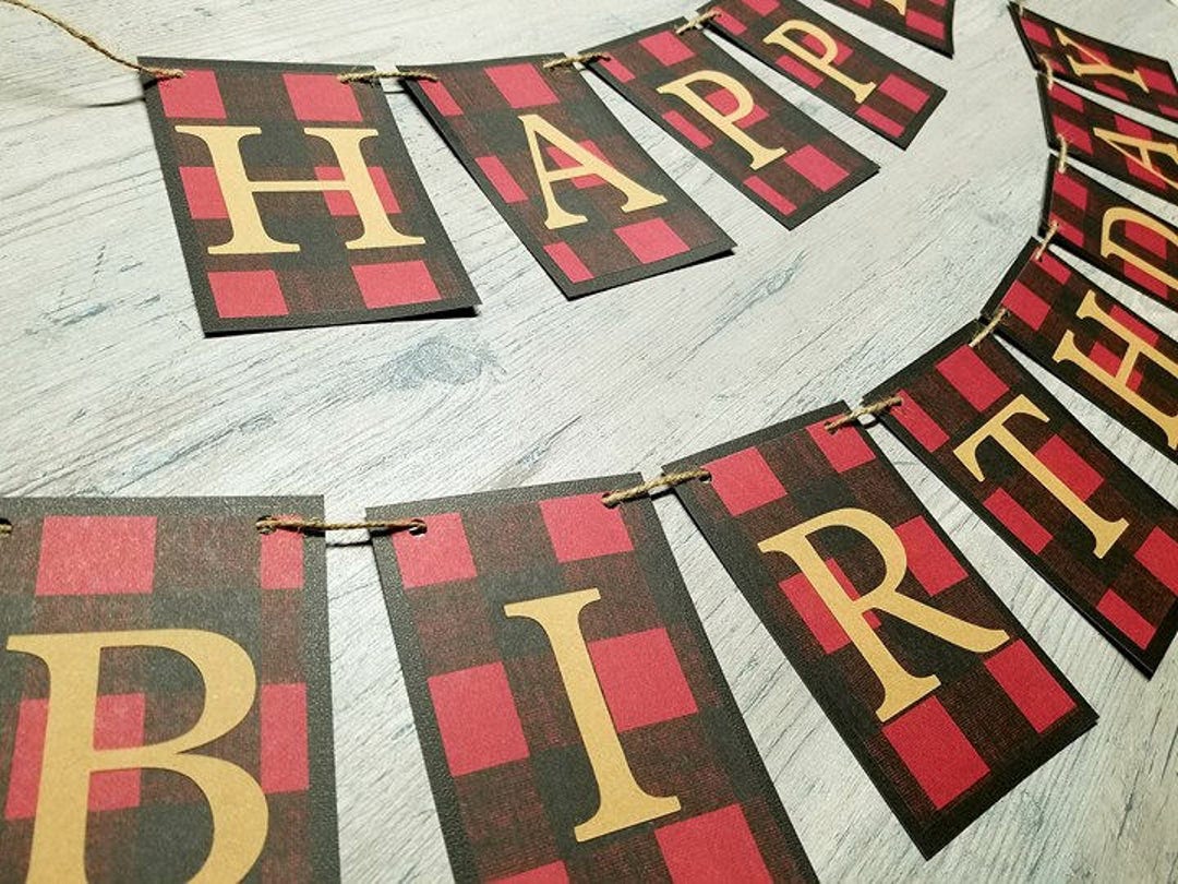 Lumberjack Birthday Banner, Buffalo, Red, Black, Plaid, Photo Prop ...