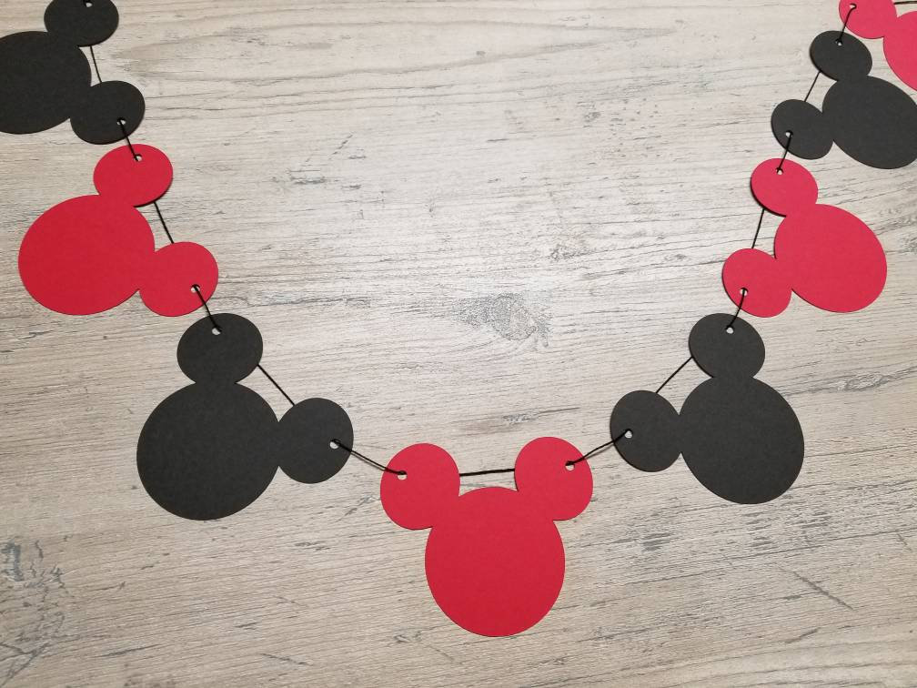 Mickey Mouse Inspired Garland Red Black Disney Birthday - Etsy