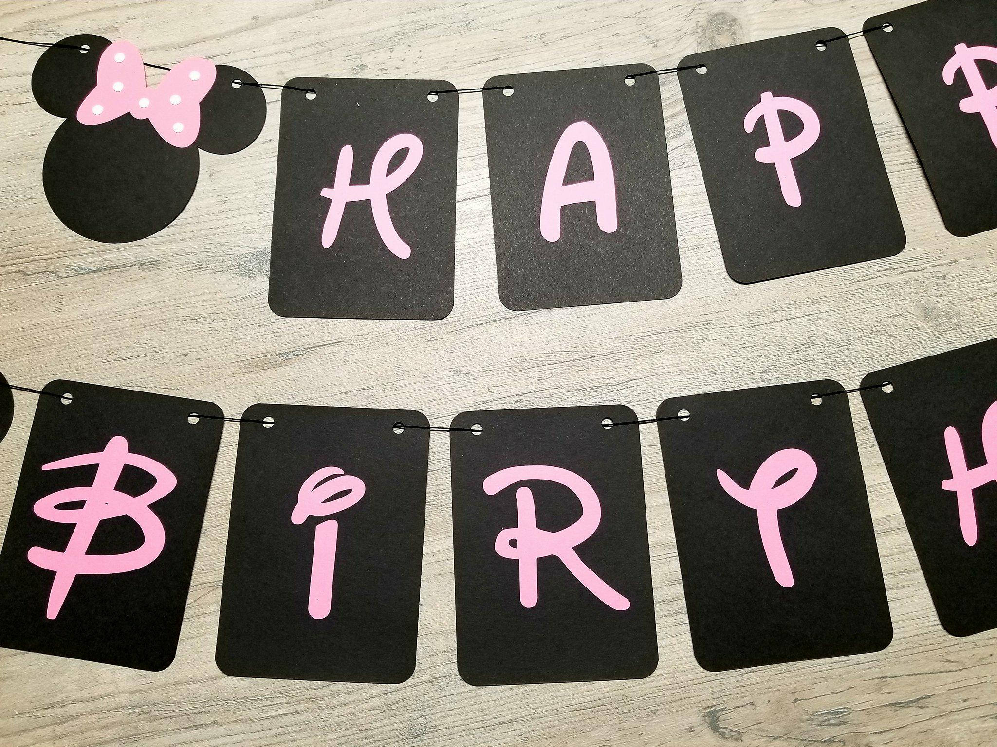 Minnie Mouse Inspired Birthday Banner, Pink, Girls Birthday, Mickey ...