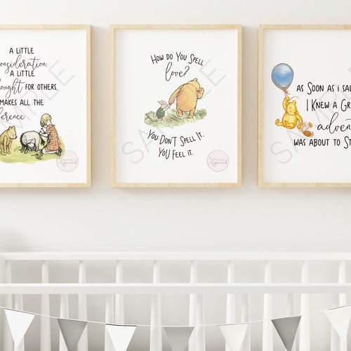 Classic Winnie the Pooh Quote Nursery Prints Color Collection - Etsy