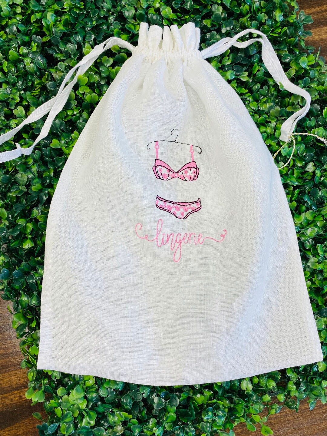 Linen Lingerie Drawstring Bag Shower Gift Bride Bridal Shower ...