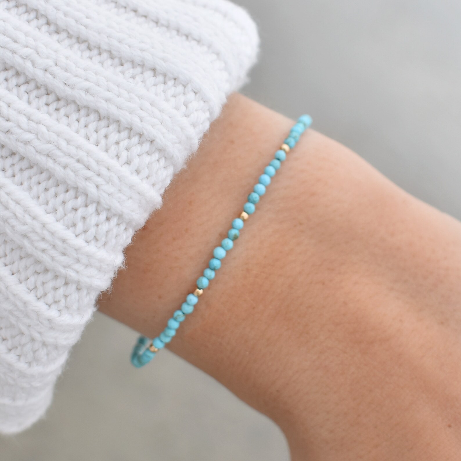 Turquoise Gemstone Bracelet • December Birthstone Jewelry • Dainty ...