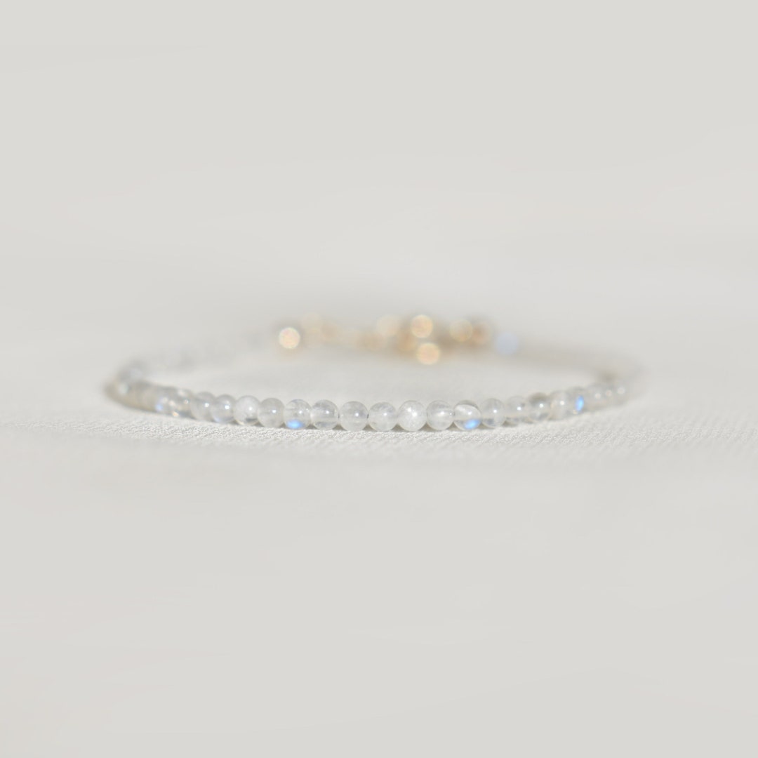 Dainty Moonstone Gemstone Bracelet • Energy Protection, Strength ...