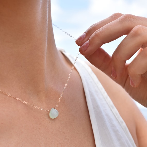 Blue Peruvian Opal Necklace Dainty Delicate Handmade Jewelry for Her Mother s Day Gift Etsy