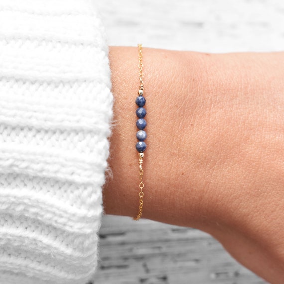Dainty Sapphire Bracelet September Birthstone Handmade Minimal Jewelry for Her Birthday Gift for Virgo or Libra Dainty Gemstone Etsy