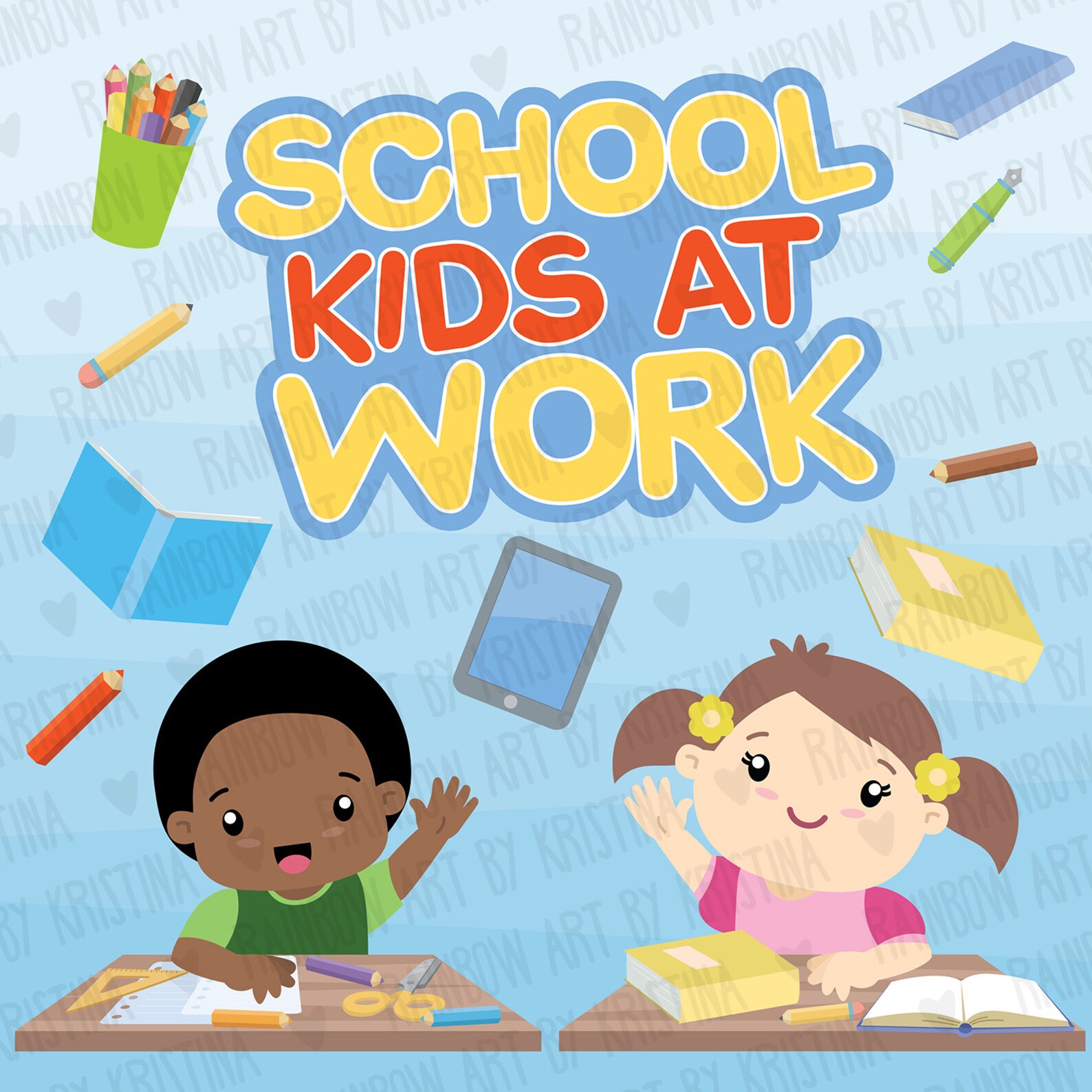 50%OFF School Kids at Work Clip Art/stationery/stickers Clipart/teacher ...