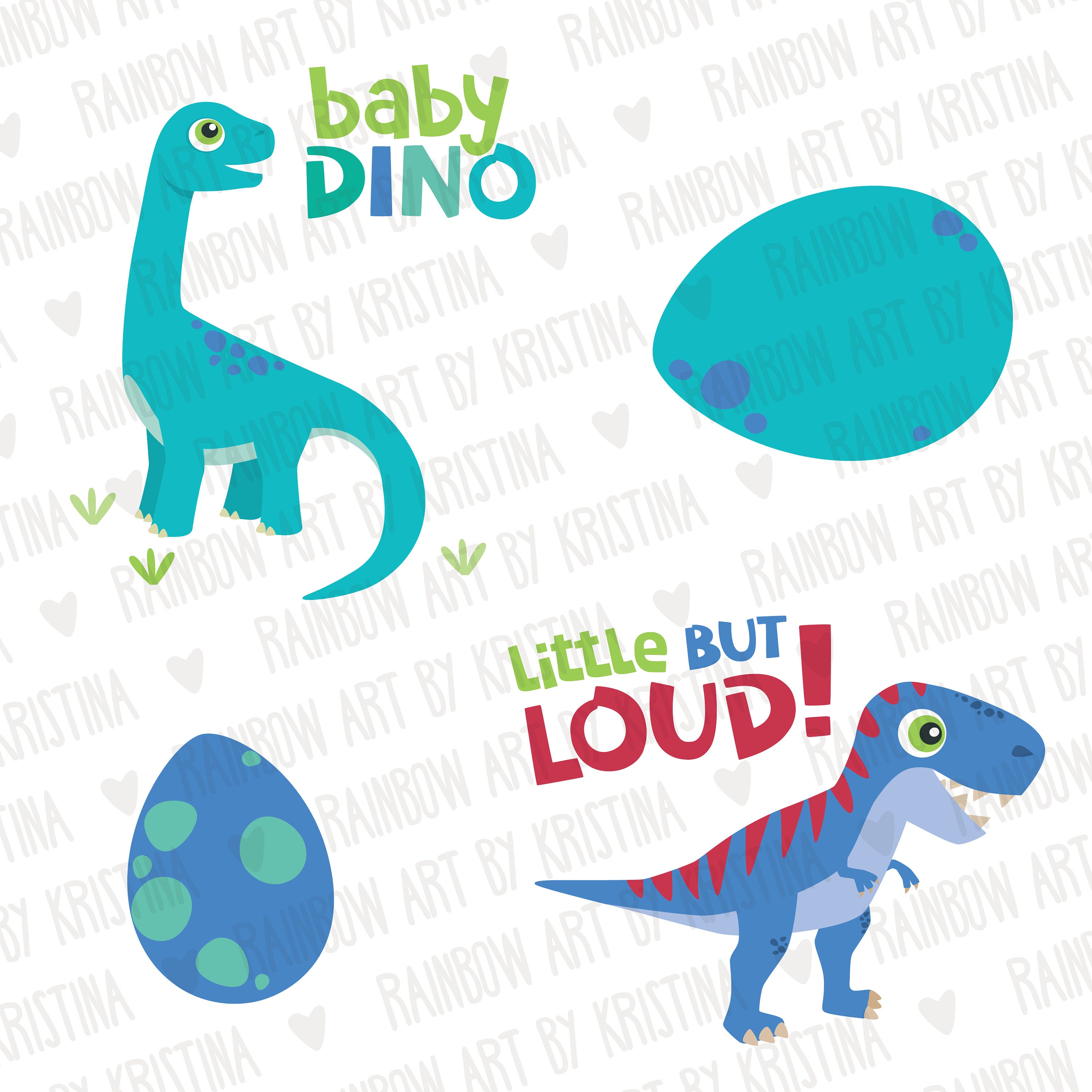 Cute Little Dinosaurs Clip Art Design Set Baby Dino - Etsy
