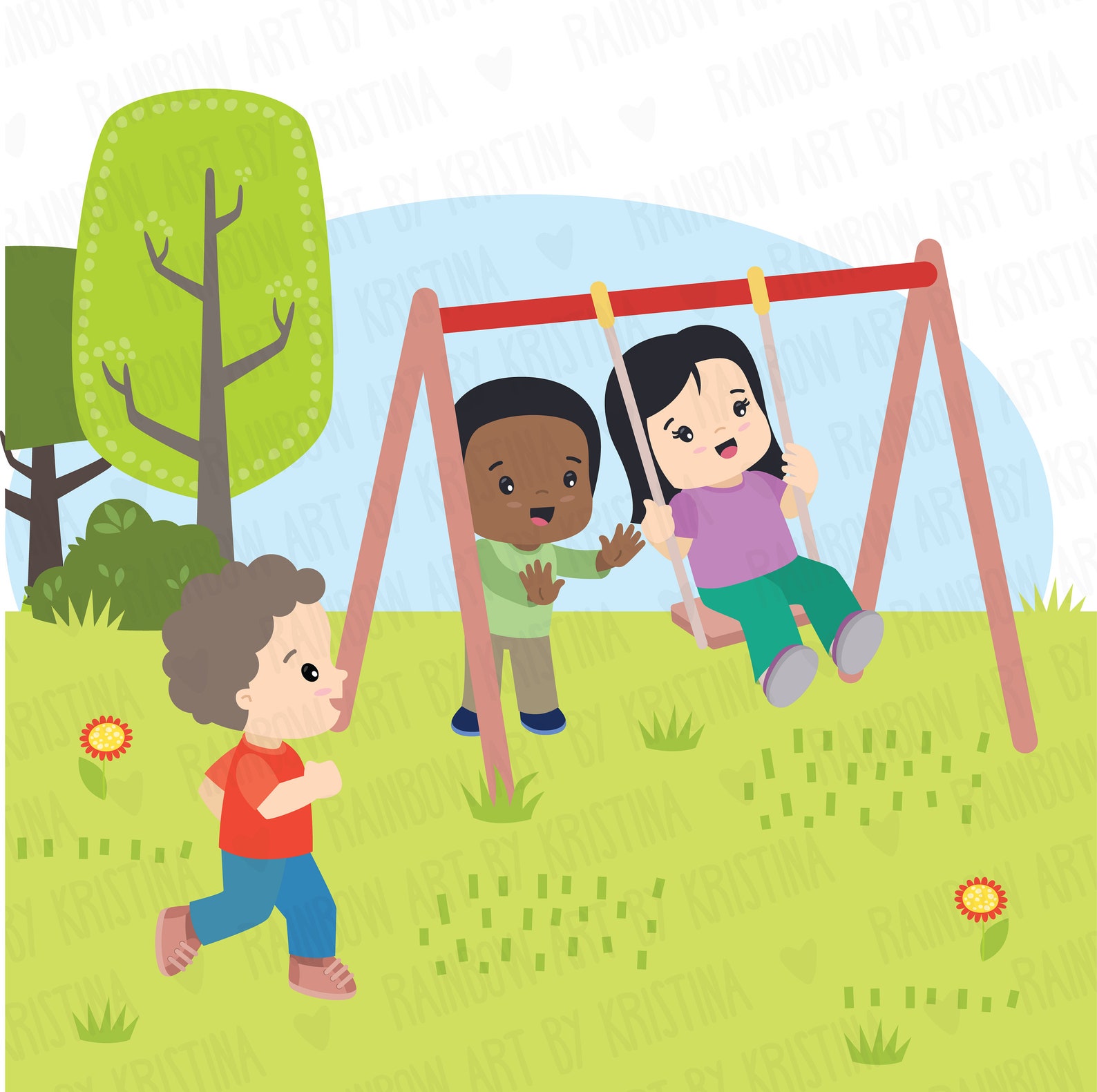Children at the Playground Activities Clip Art, Kids Playing Clipart ...