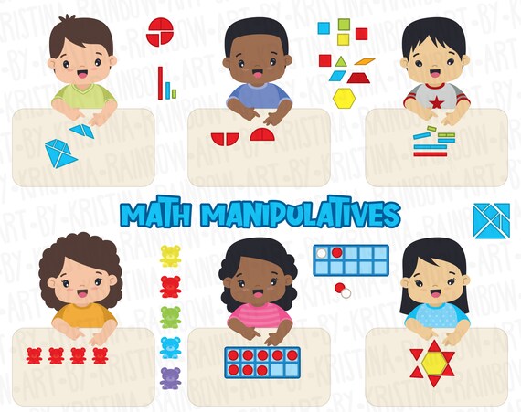 Multi Ethnic Children Math Manipulatives Clip Art School | Etsy