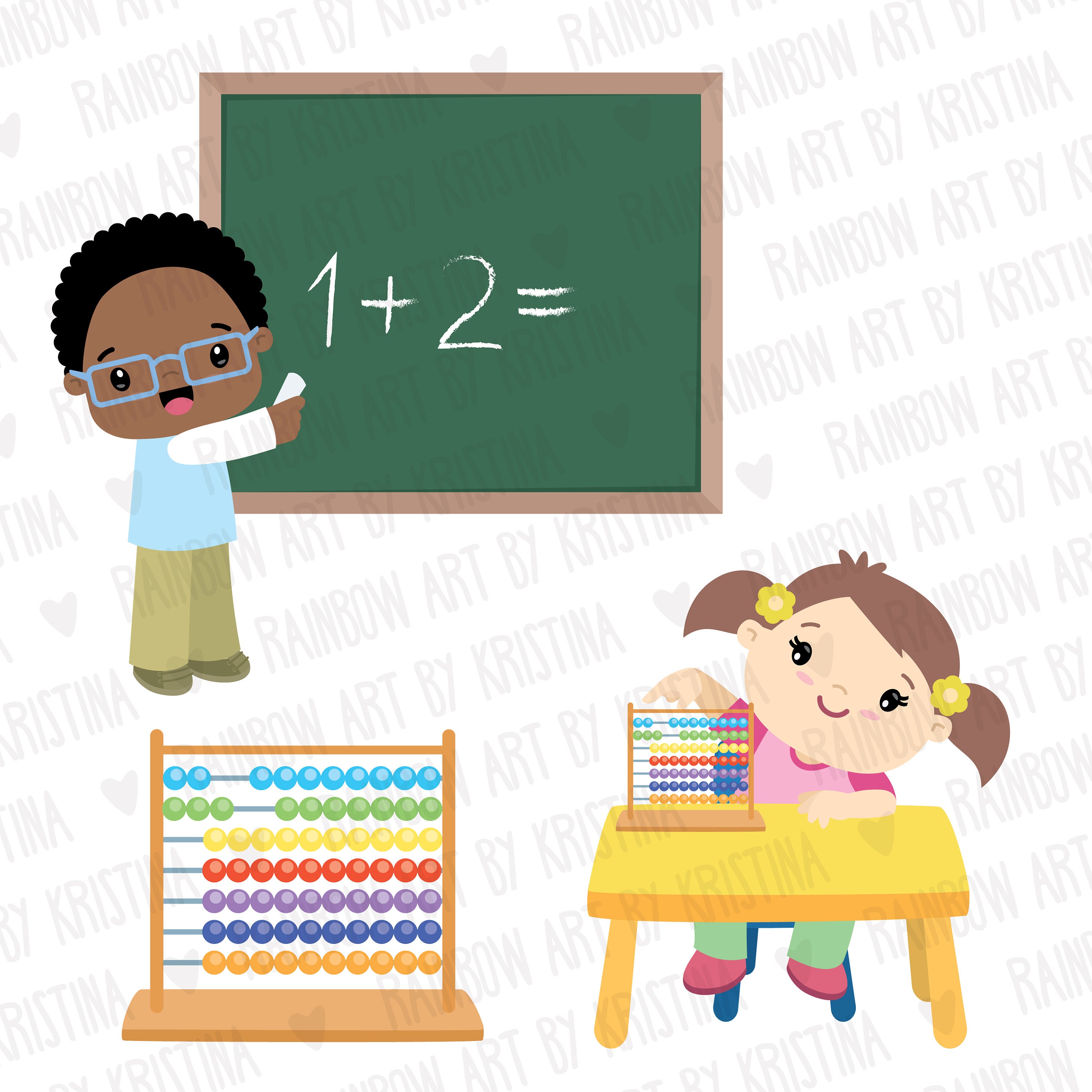 School Children Math Activities Clip Art, Kids Studying Clipart ...