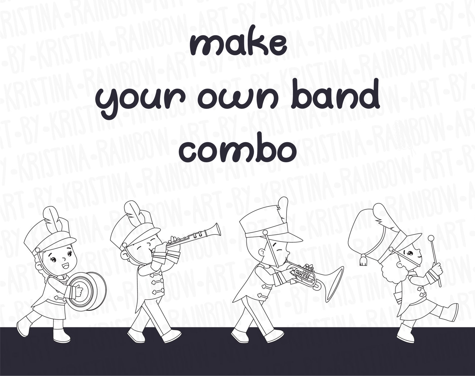 Multi-ethnic Children School Marching Band Digital Stamp,clip Art ...