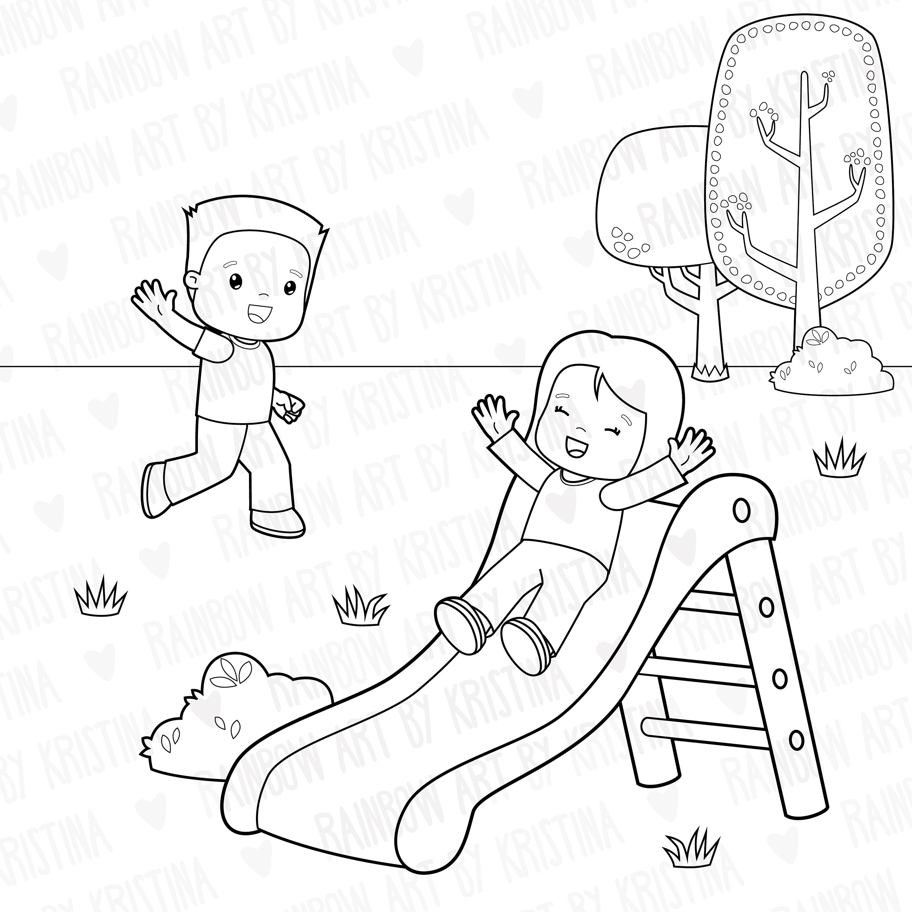 Children Park Clipart Black And White
