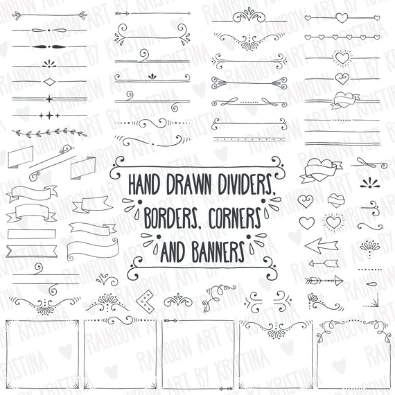 Hand Drawn Digital Stamp Design Elements Journal Doodles - Etsy Canada
