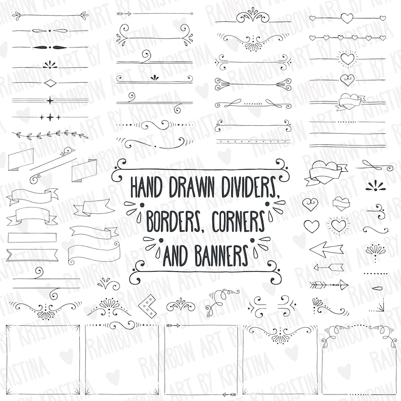 Hand Drawn Digital Stamp Design Elements Journal Doodles - Etsy Canada