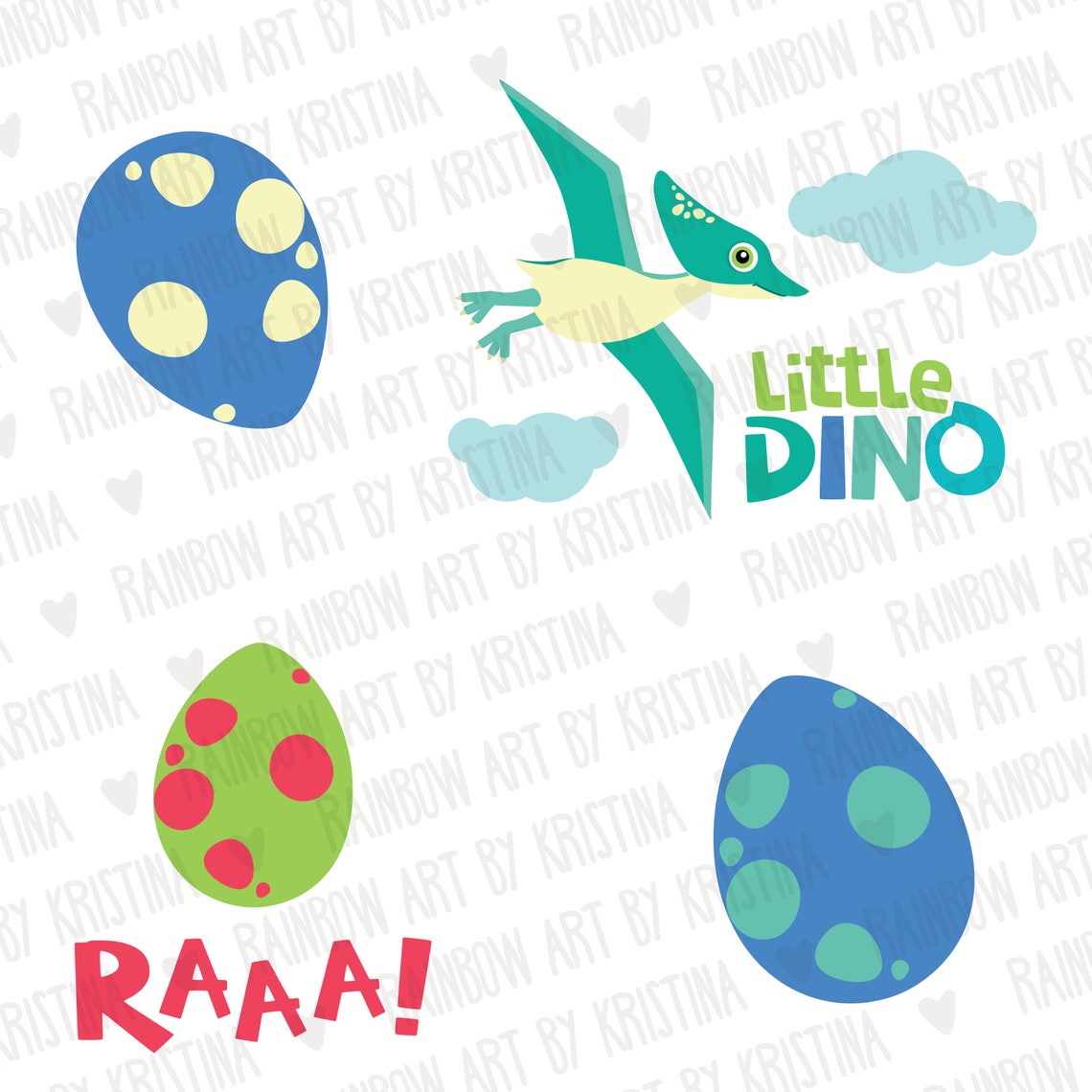 Cute Little Dinosaurs Clip Art Design Set Baby Dino - Etsy