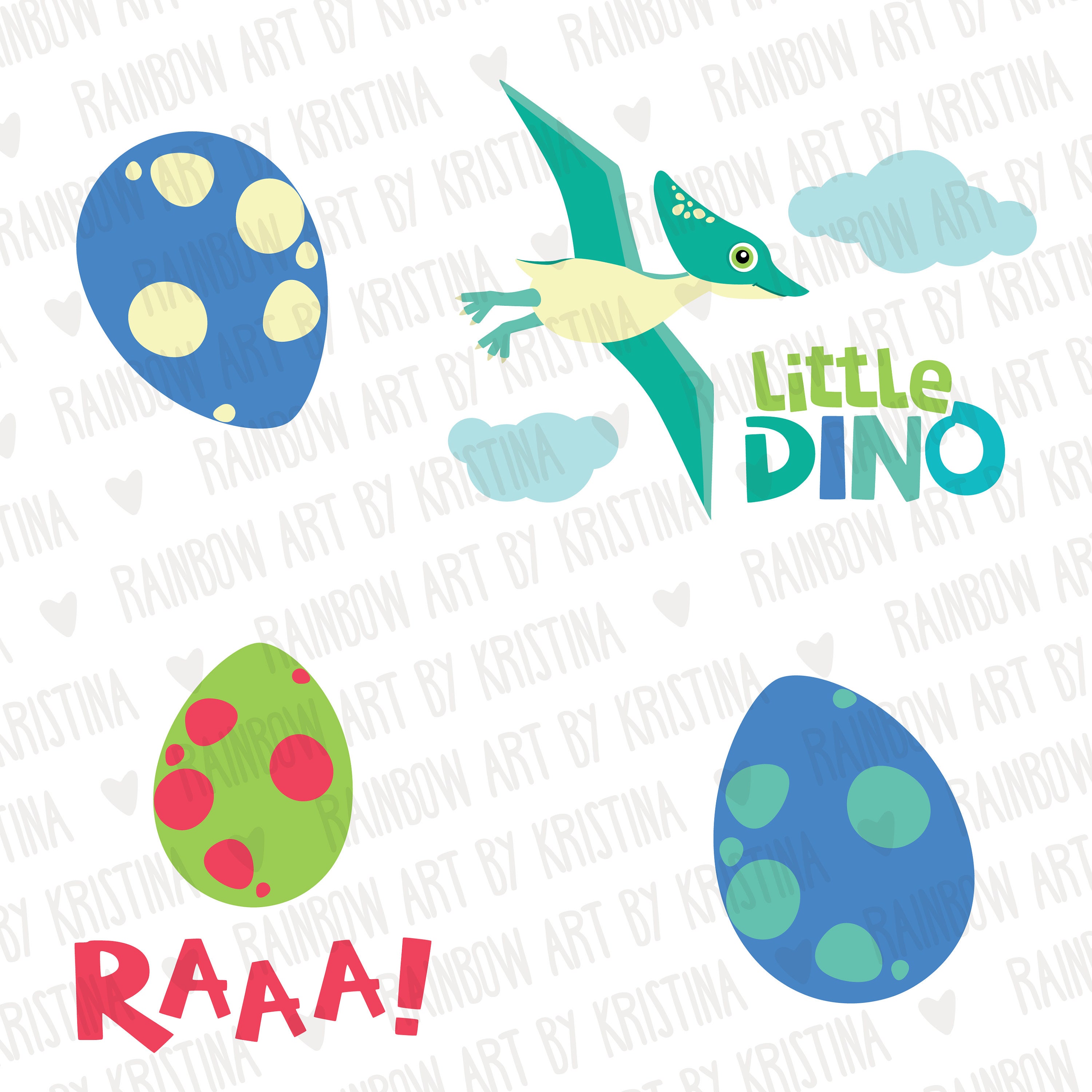 Cute Little Dinosaurs Clip Art Design Set Baby Dino - Etsy