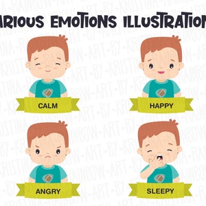 Light Skin Little Boy Emotions Clip Art, Kids Expression, Teachers Aid ...