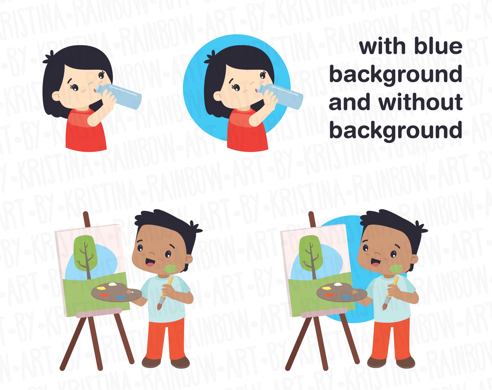 Multi-ethnic Children Calming Activities Clip Art, Calm Down ...