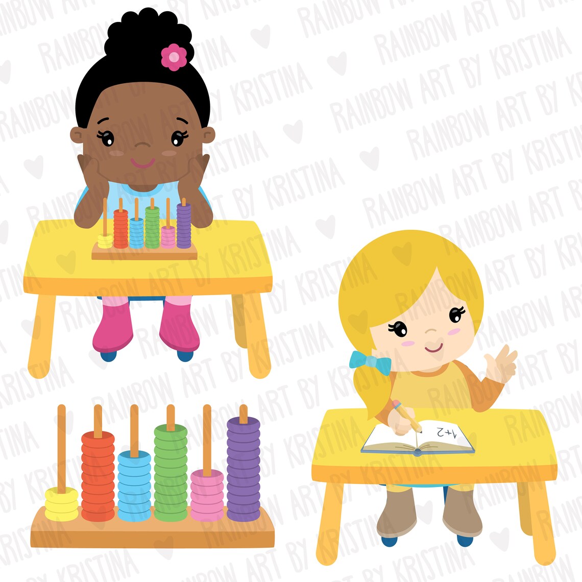 School Children Math Activities Clip Art, Kids Studying Clipart ...