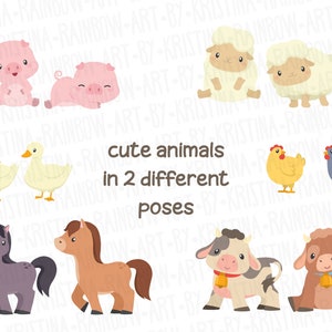 Cute Farm Animals Clipart,digital Download,printable Clip Art,nursery ...