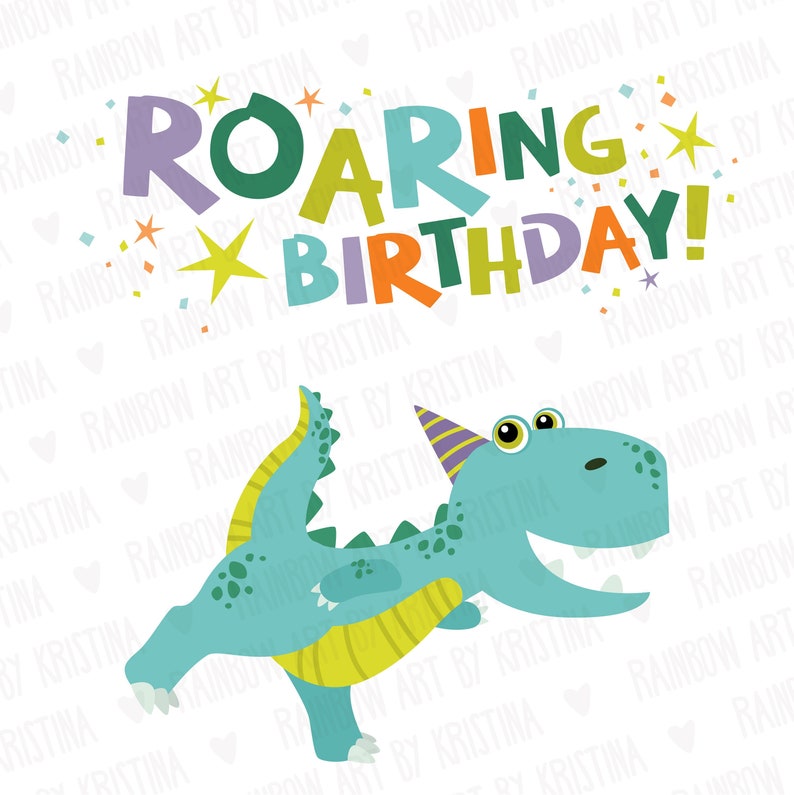 Fun Dinosaur T Rex Birthday Design Set, Baby Shower Clip Art, Children ...