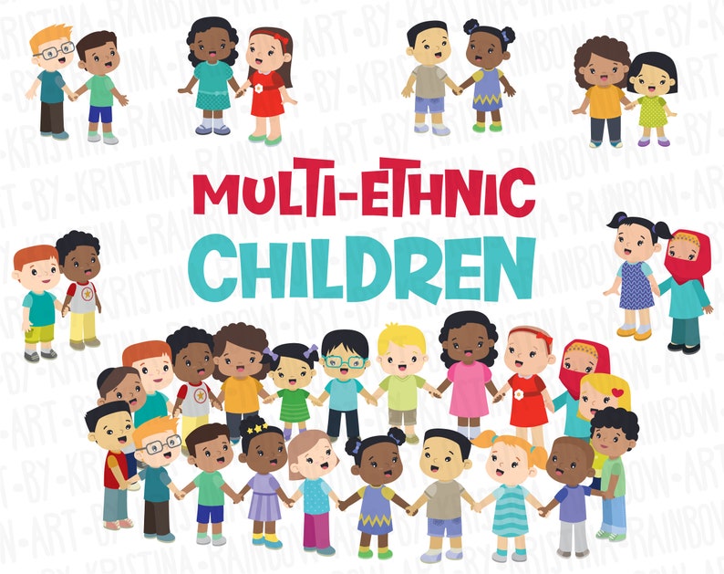 Multi-ethnic Children Clip Art: Circle of Friends (digital Download) - Etsy