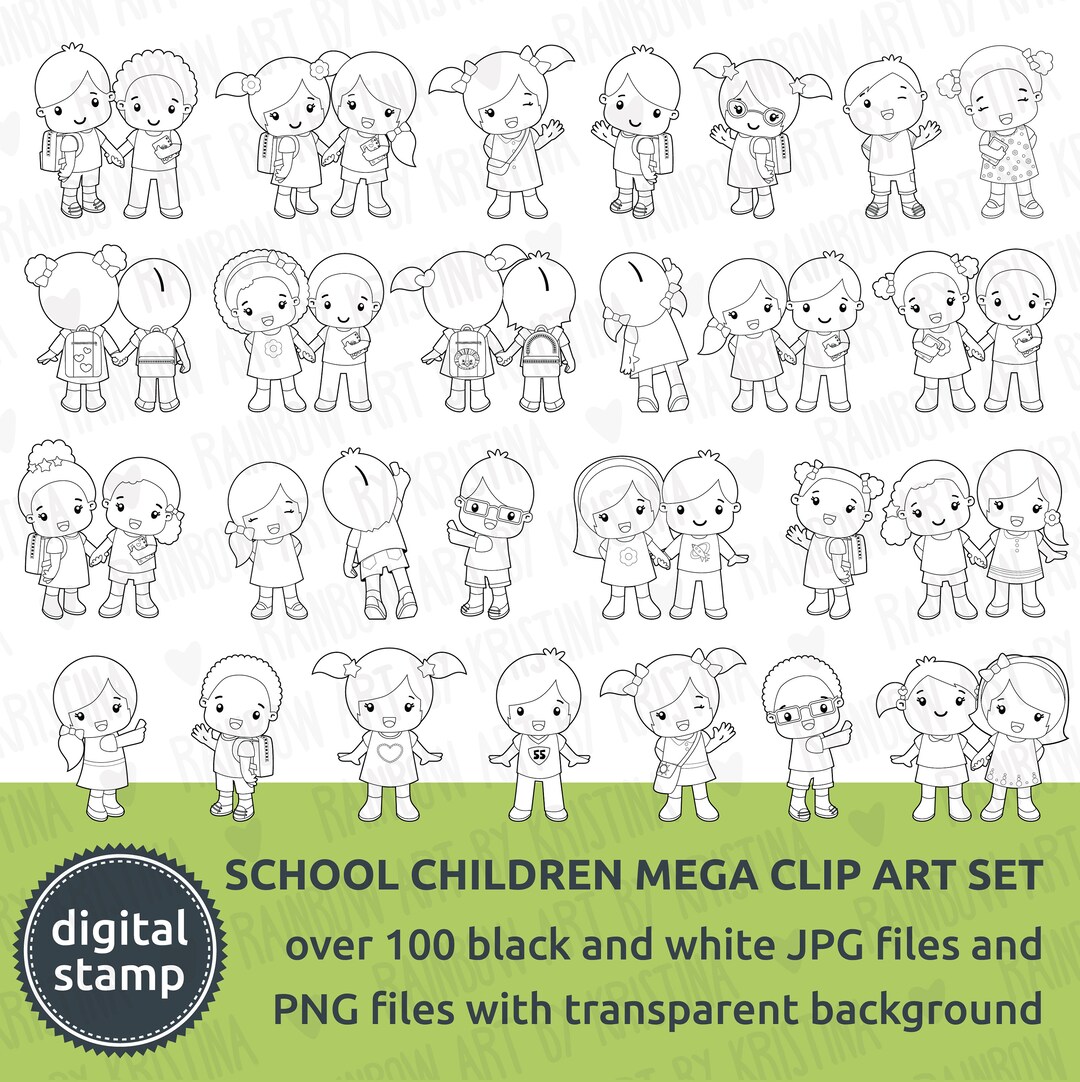20% OFF MEGA COLLECTION All in One Digital Stamp School Children, 100 ...