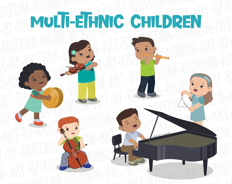 Children Playing Music Clipart: School Band Instruments (PNG, JPG) - Etsy