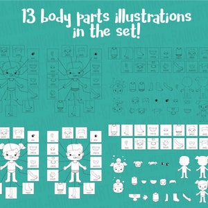 Boy and Girl Body Parts Clip Art,visual Scheme Illustration,human ...