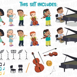 Multi-ethnic Children Playing Classical Music Clip Art, School Band ...
