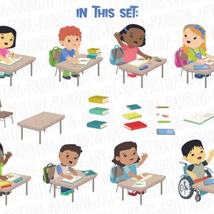 School Children With Face Masks Clip Art, Back to School Clipart ...