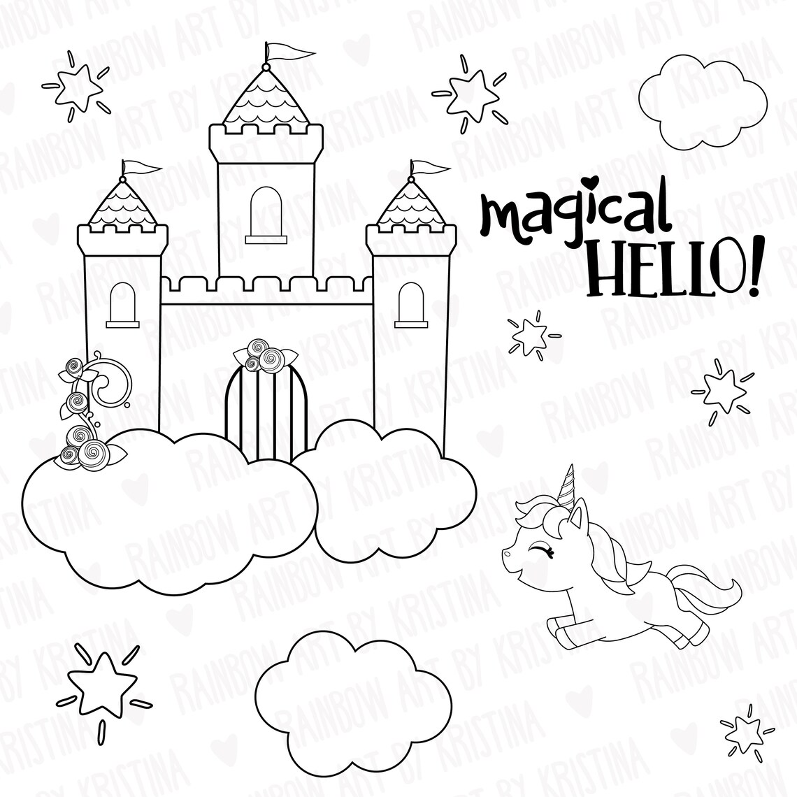 Digital Stamp Cute Fantasy Fairy Tale Clip Art Transparent - Etsy